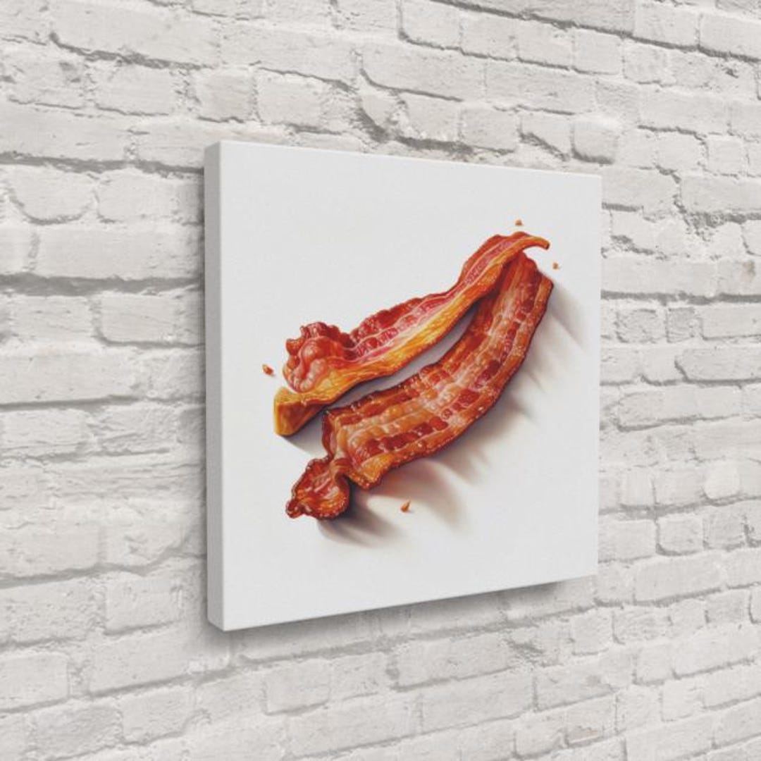 Bacon Wall Art – Minimalist Food Illustration Print on Glass or Canvas ...