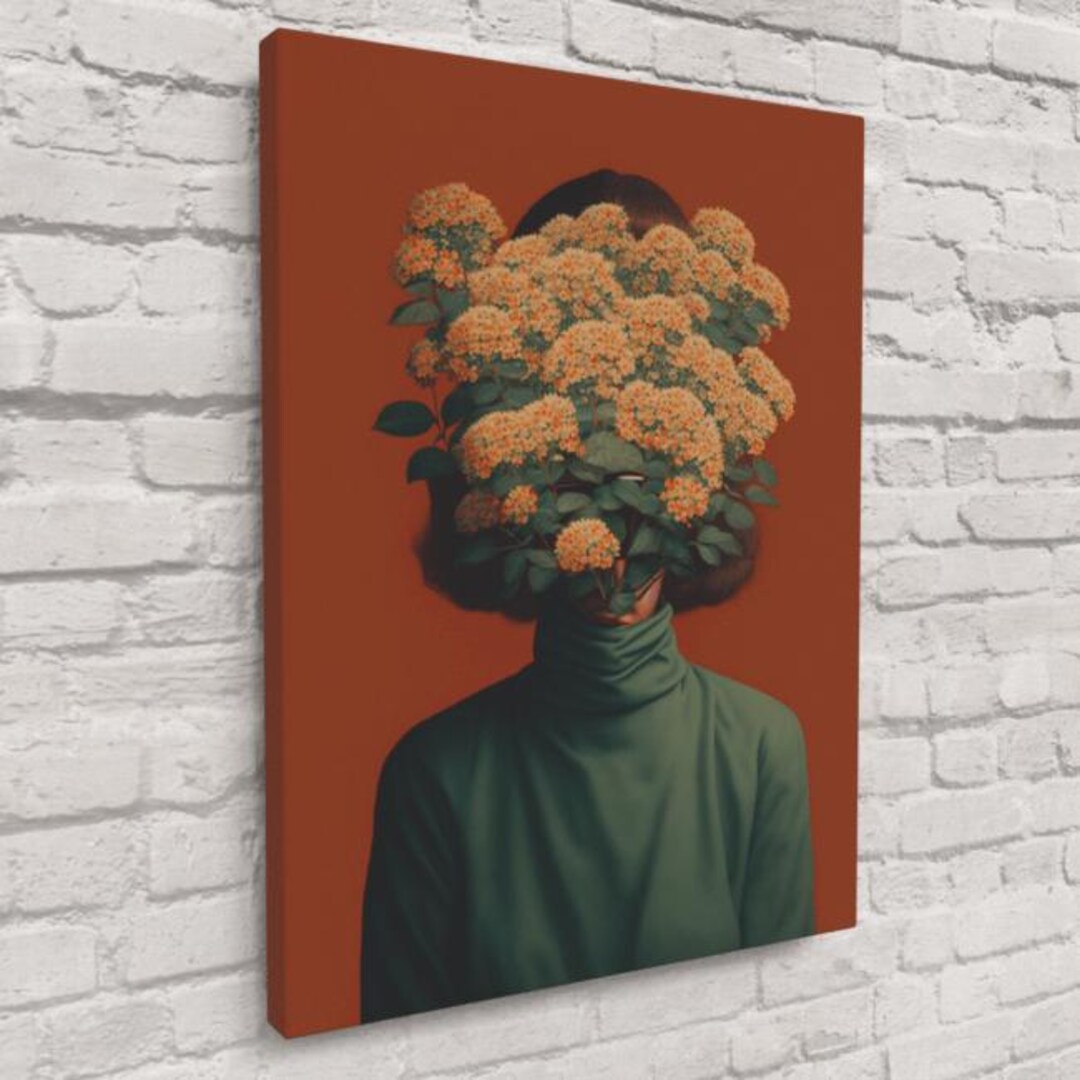 Retro Dreamscape – Surreal Floral Face Wall Art | Modern Whimsical ...