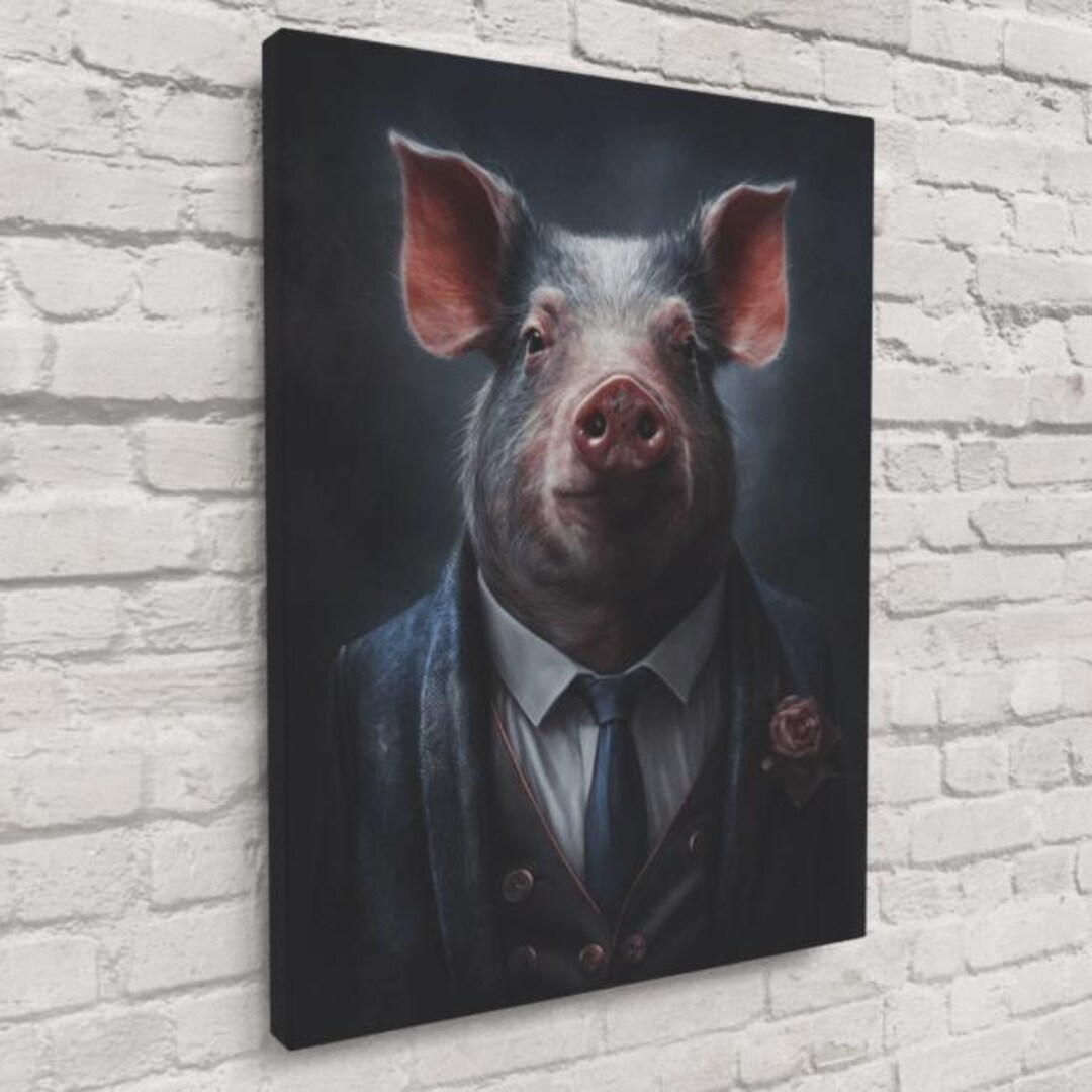 The Hogfather in a Suit – Whimsical Animal Portrait Wall Art ...