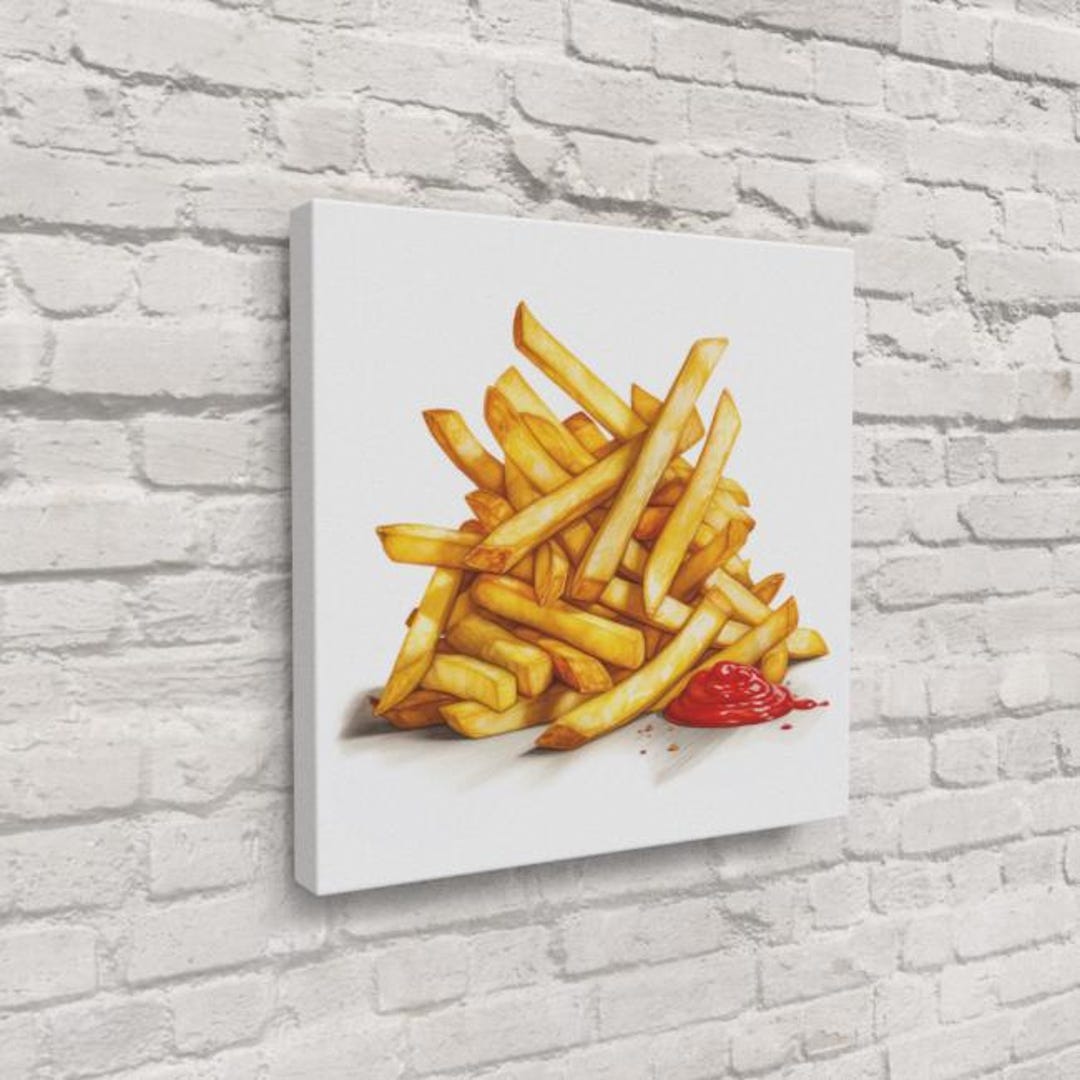 French Fries Wall Art – Minimalist Food Illustration Print on Glass or ...