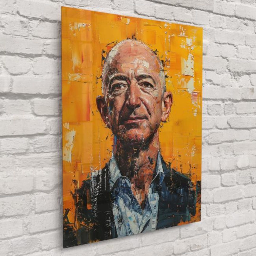 Jeff Bezos Portrait – Visionary Entrepreneur Art With Bold Yellow ...