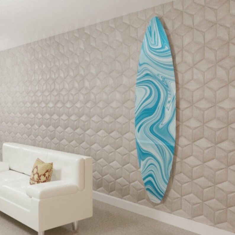Surfboard Wall Art Printed on Glass (acrylic): Swirly Waves - Etsy