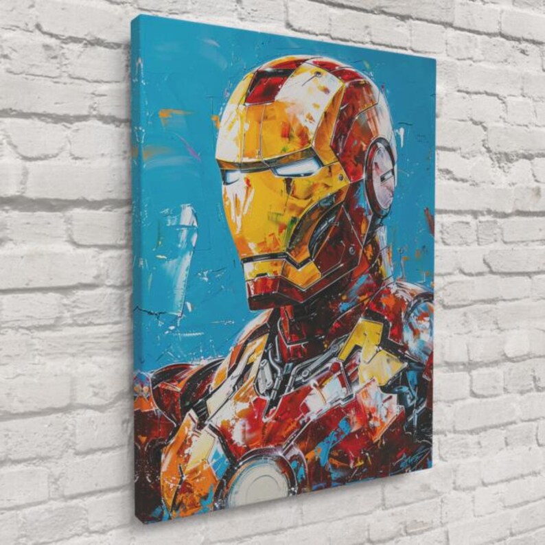 Iron Man Portrait With Blue Background – Iconic Superhero Wall Art ...