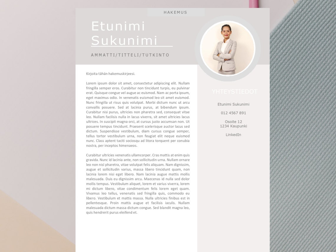 Ansioluettelo Malli CV Malli Hakemuskirje Resume Mallipohja - Etsy ...