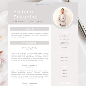 Ansioluettelo Malli CV Malli Hakemuskirje Resume Mallipohja - Etsy Australia