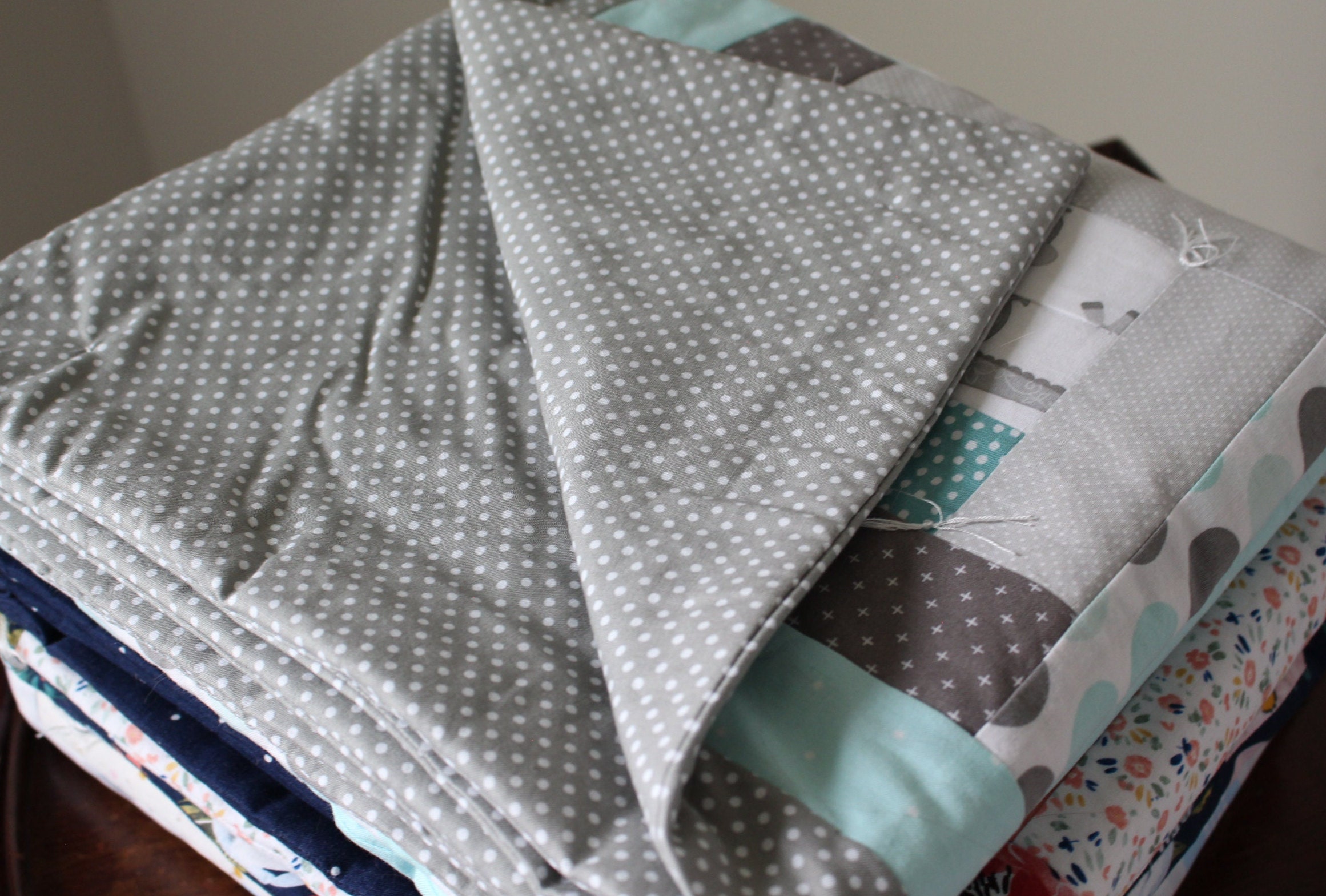 Handmade Baby Quilt - Log Cabin Crib Size Baby Quilt Hand Made 100% ...