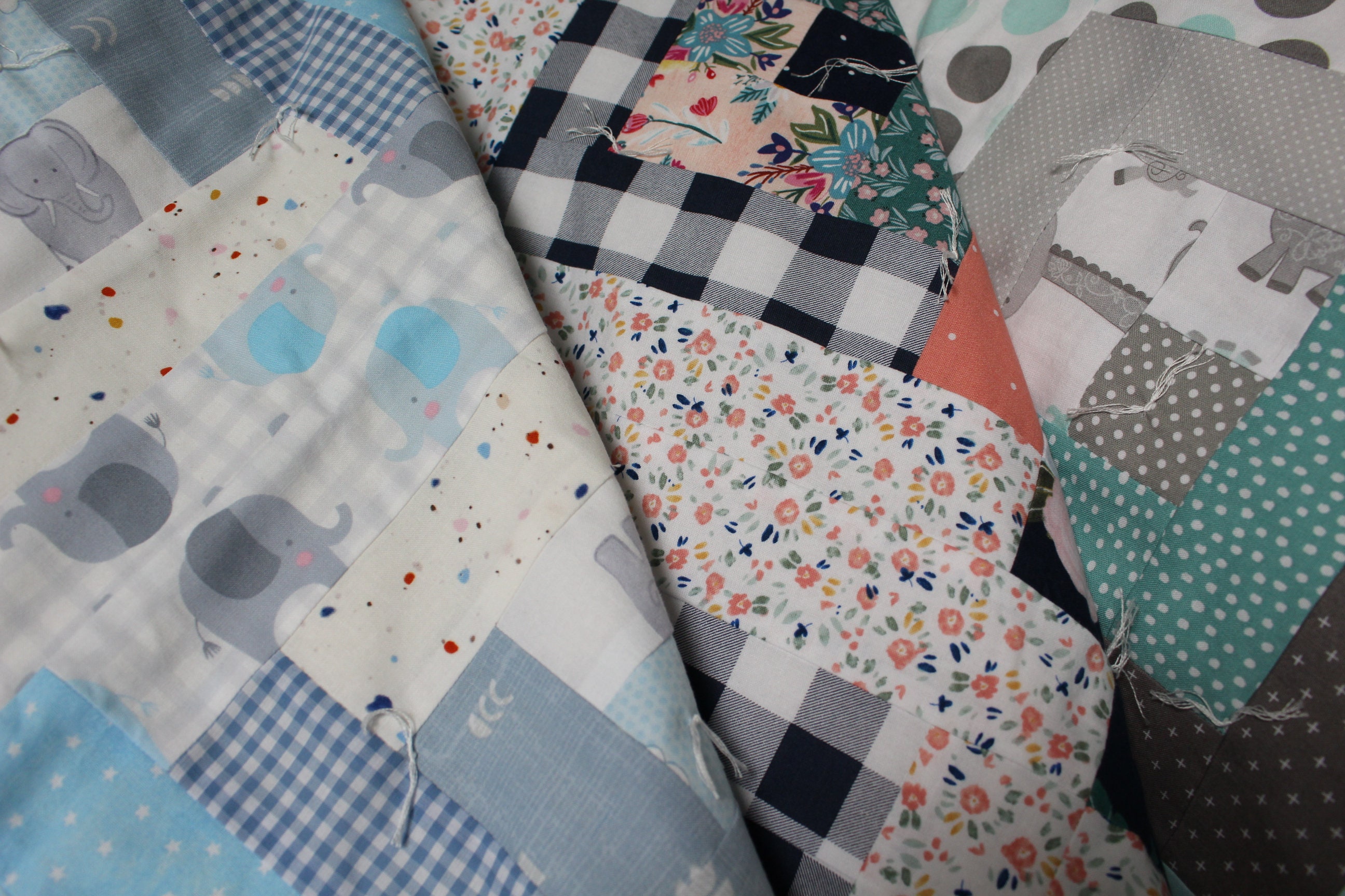 Handmade Baby Quilt - Log Cabin Crib Size Baby Quilt Hand Made 100% ...