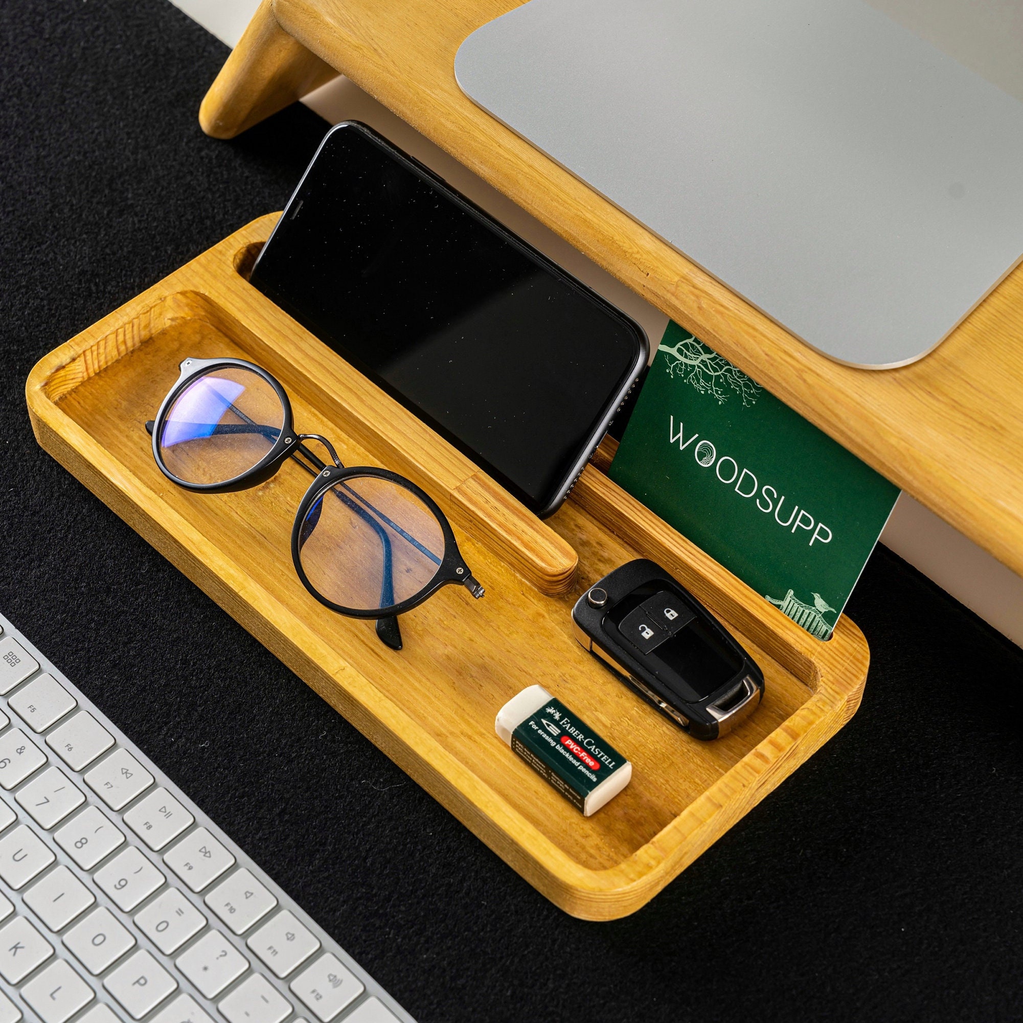 Office Desk Accessories, Wooden Desk Organizer, Wooden Desk Docking ...