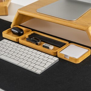 Office Desk Organizer Set, Set of 3 Wooden Desk Organizer, Pen Holder ...