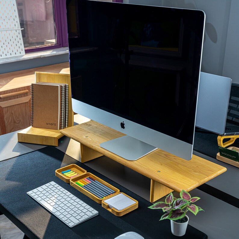 Wooden Monitor Stand, Monitor Riser, Computer Display Stand, Monitor ...