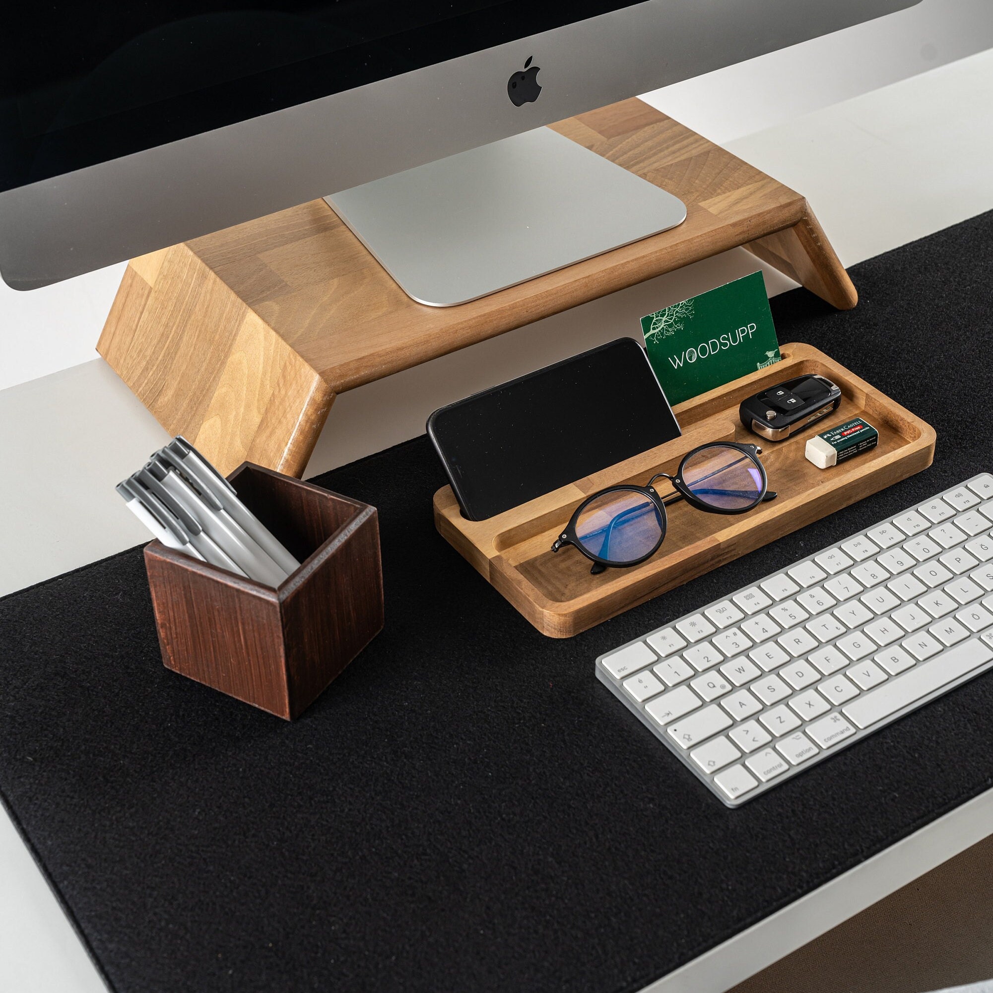 Office Desk Accessories, Wooden Desk Organizer, Wooden Desk Docking ...