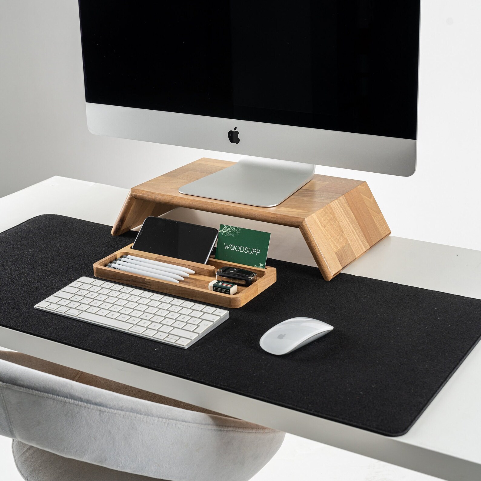 Office Desk Accessories, Wooden Desk Organizer, Wooden Desk Docking ...