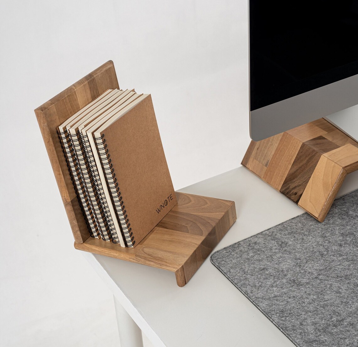 Solid Wood Bookends, Book Holder, Decorative Book Stand, Tabletop Book ...