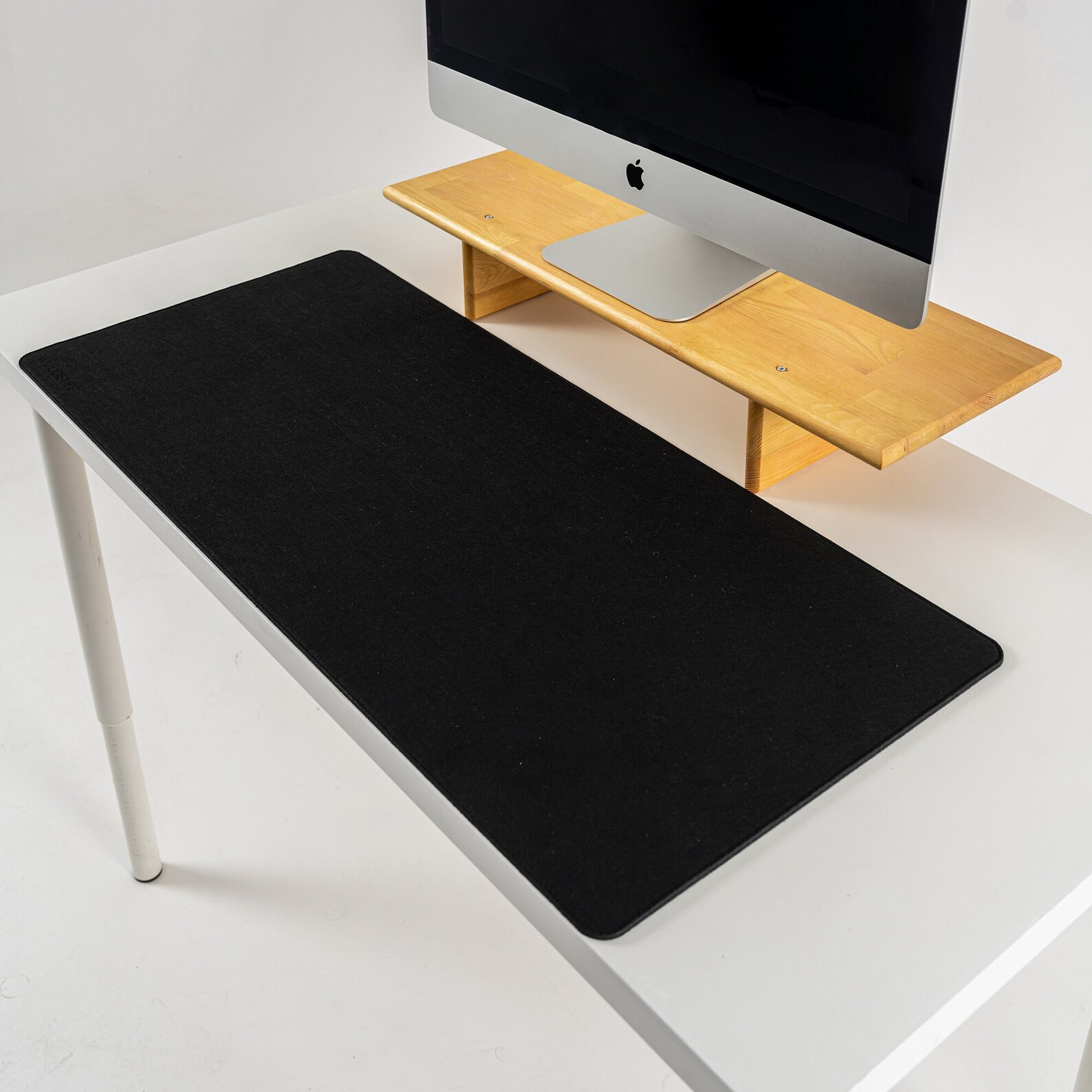 Felt and Leather Double Sided Desk Mat - 15"x35", Desk Blotter Pad ...