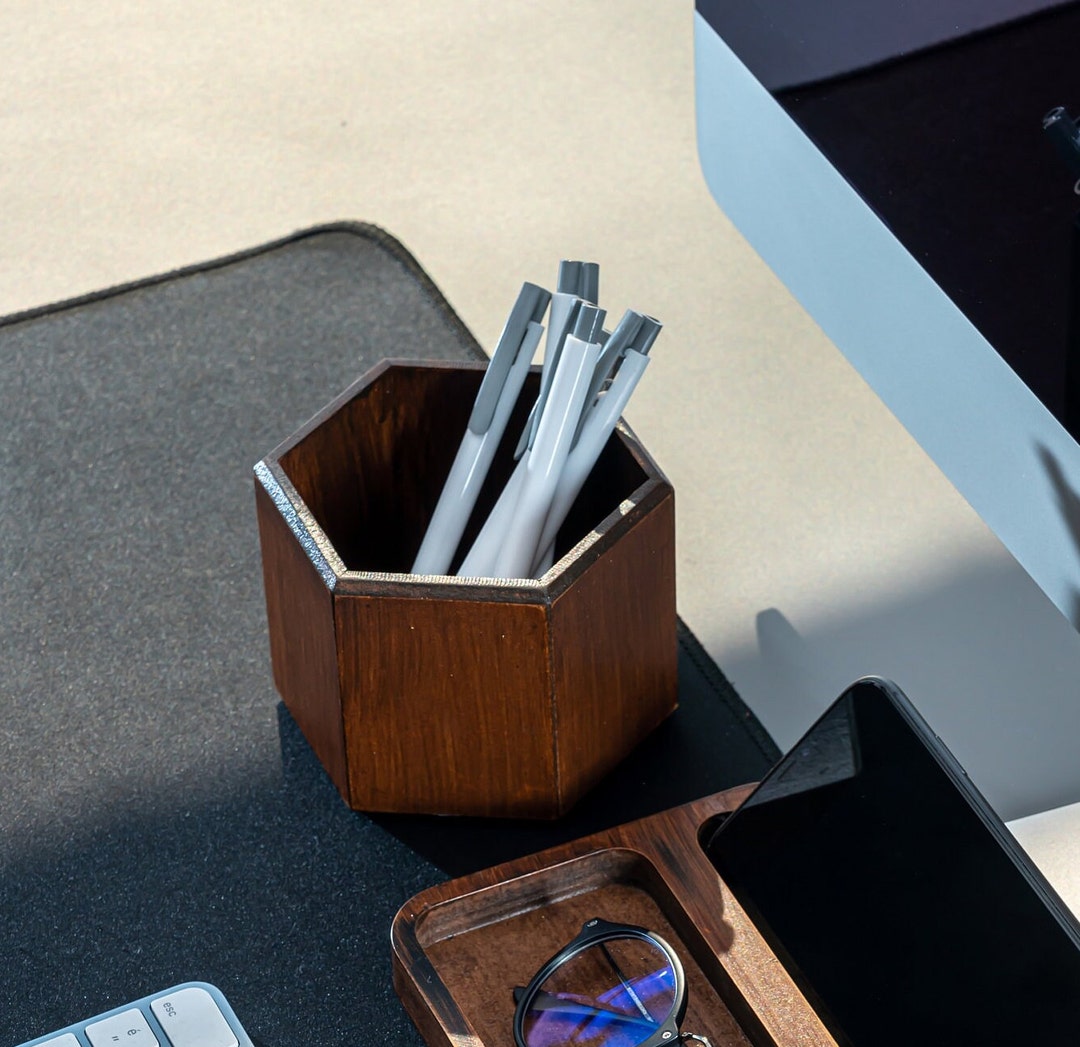 Wooden Pen Holder, Pen Holder for Desk, Wooden Pencil Pot, Pencil Cup ...