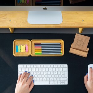 Wooden Monitor Stand Monitor Riser Computer Display Stand - Etsy