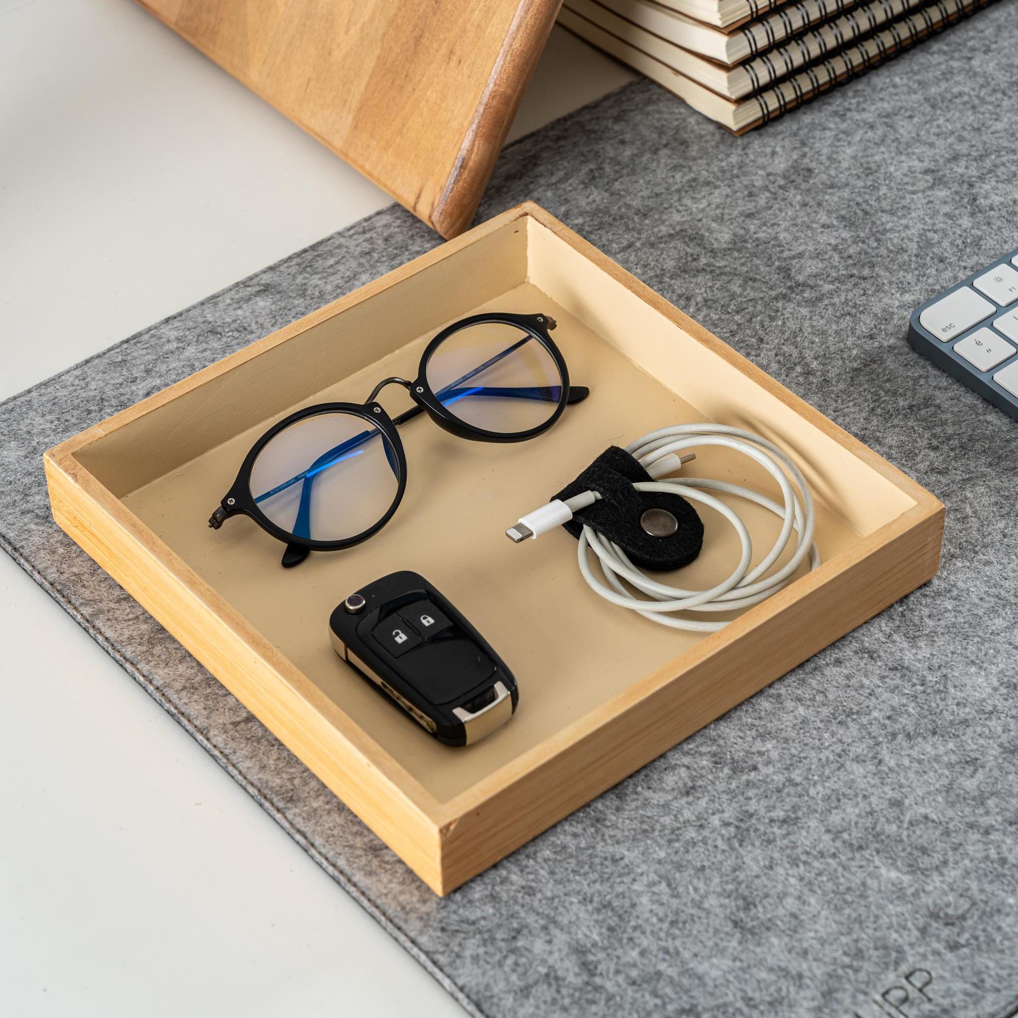 Wooden Catchall Tray Organizer, Wooden Desk Tray, Valet Tray, Office ...