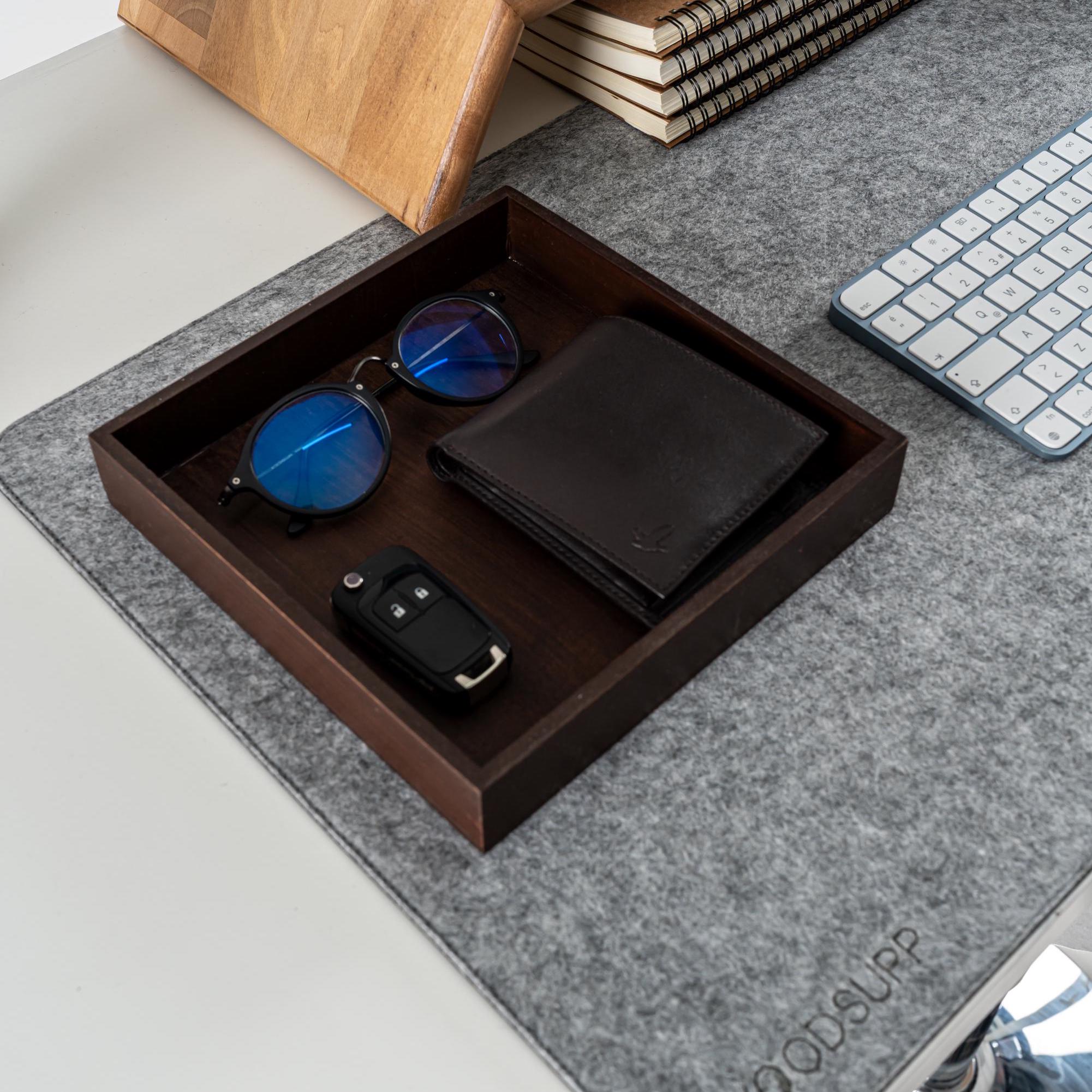 Wooden Catchall Tray Organizer, Wooden Desk Tray, Valet Tray, Office ...