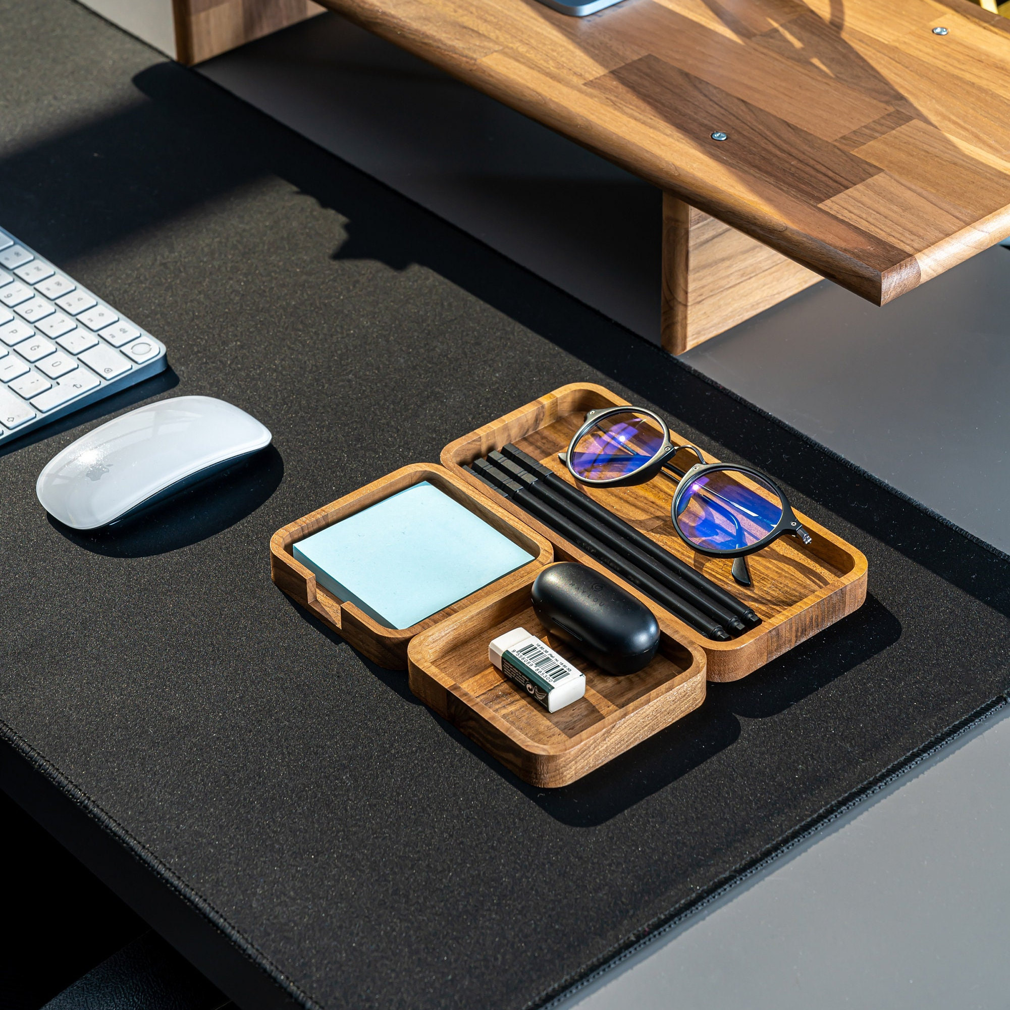 Office Desk Organizer Set, Set of 3 Wooden Desk Organizer, Pen Holder ...