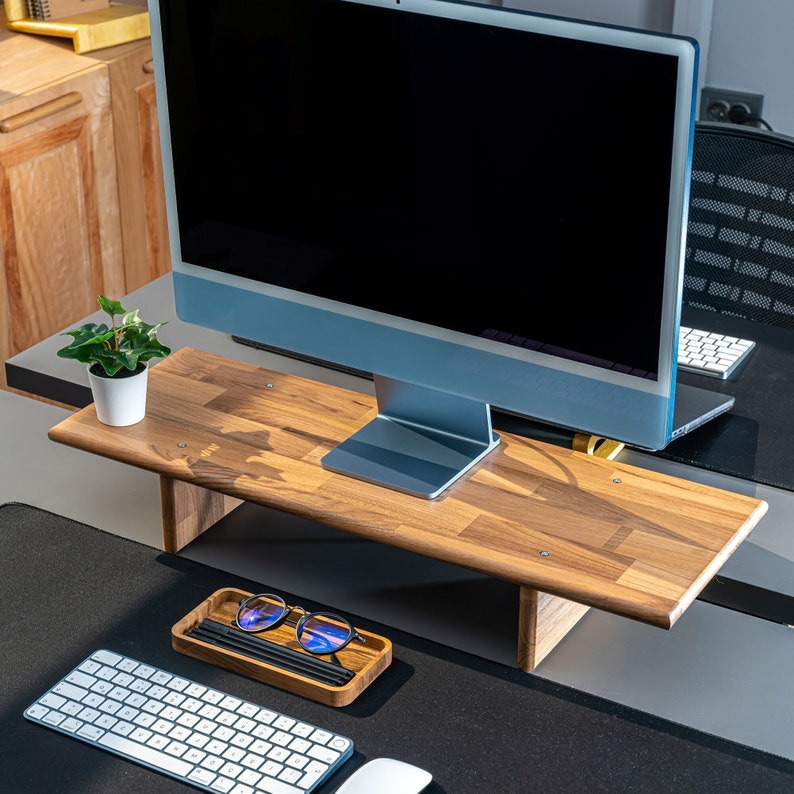 Wooden Monitor Stand Monitor Riser Computer Display Stand - Etsy