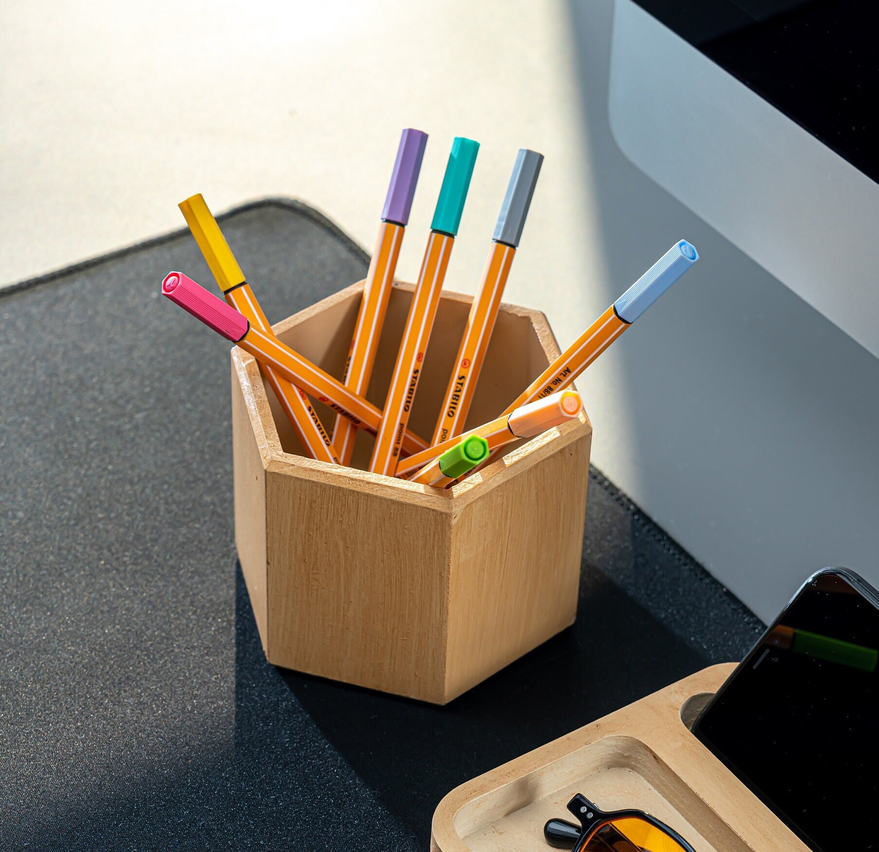 Wooden Pen Holder, Pen Holder for Desk, Wooden Pencil Pot, Pencil Cup ...