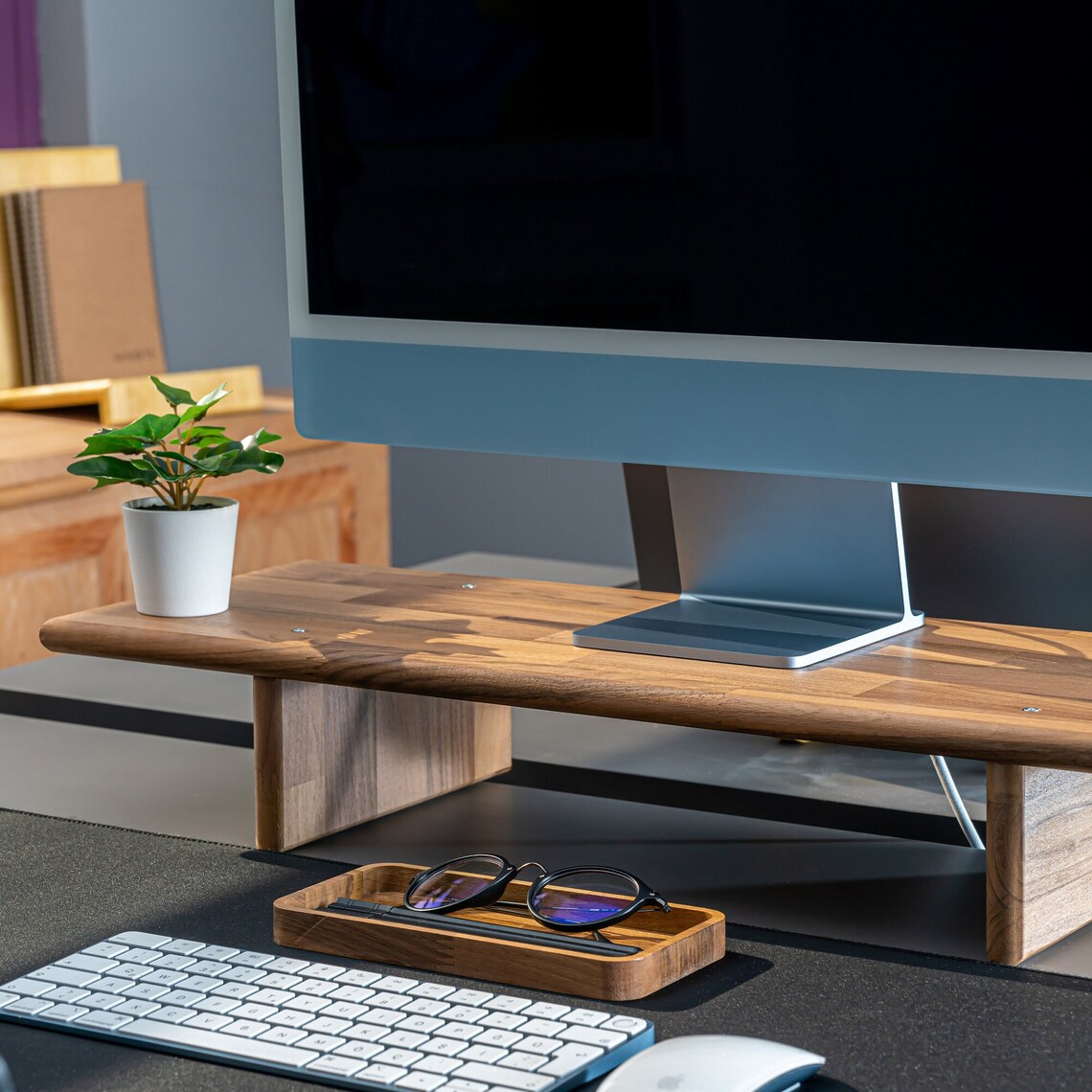 Wooden Monitor Stand Monitor Riser Computer Display Stand - Etsy