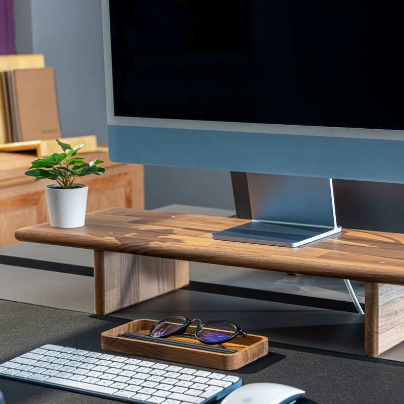 Wooden Monitor Stand Monitor Riser Computer Display Stand - Etsy