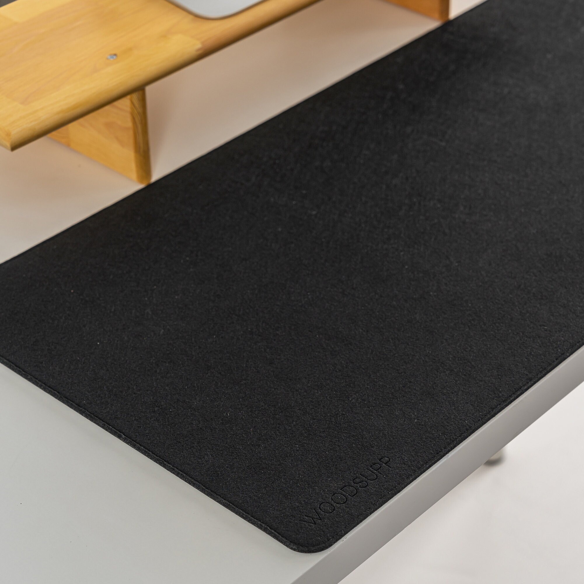 Felt and Leather Double Sided Desk Mat - 15"x35", Desk Blotter Pad ...