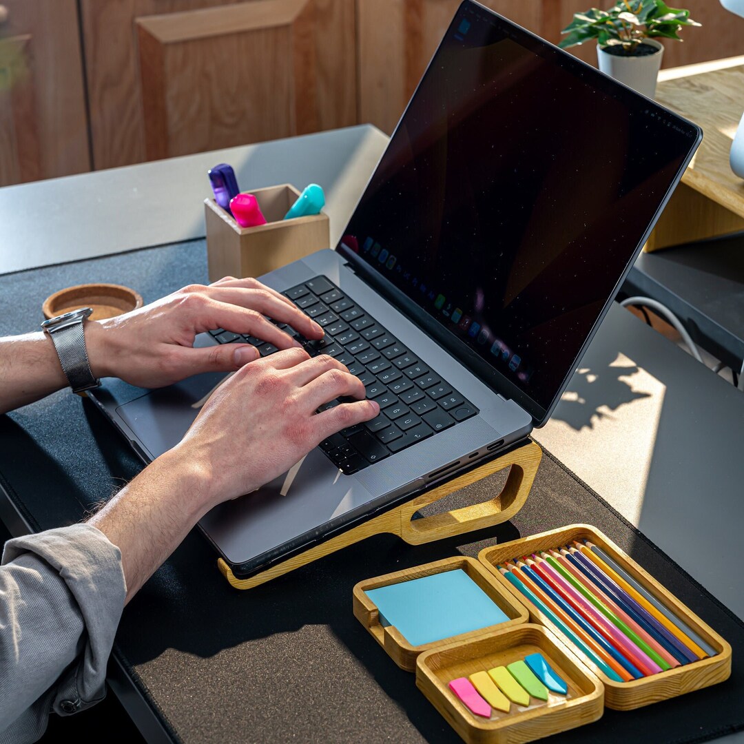 Wooden Laptop Stand Laptop Stand for Desk Portable Laptop - Etsy