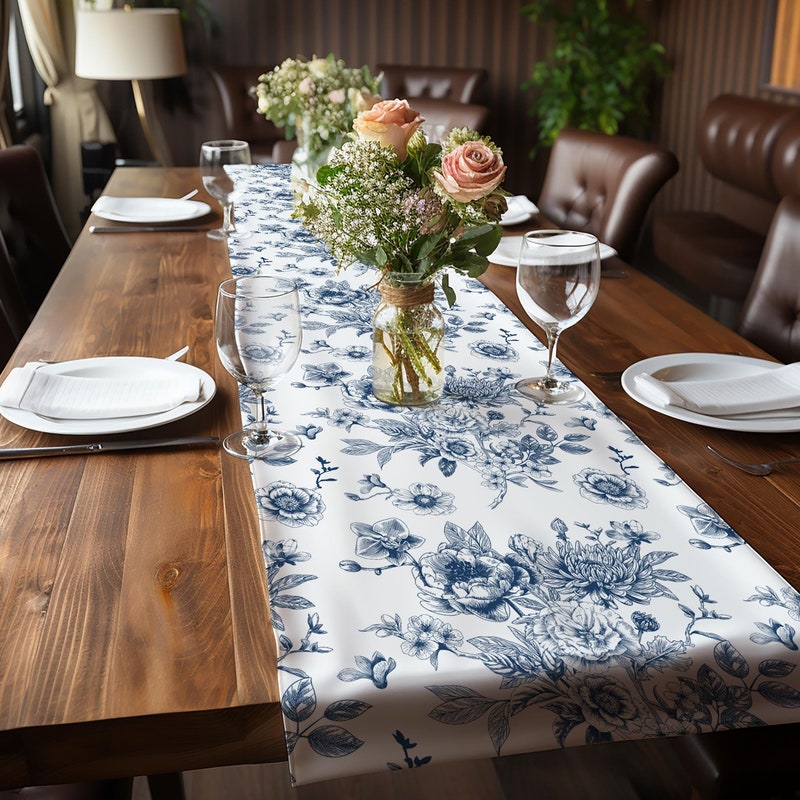 Light Blue Toile Fabric - Etsy