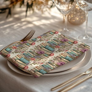 Book Theme Napkins Book Lover Gift Book Themed Wedding Napkins Book ...