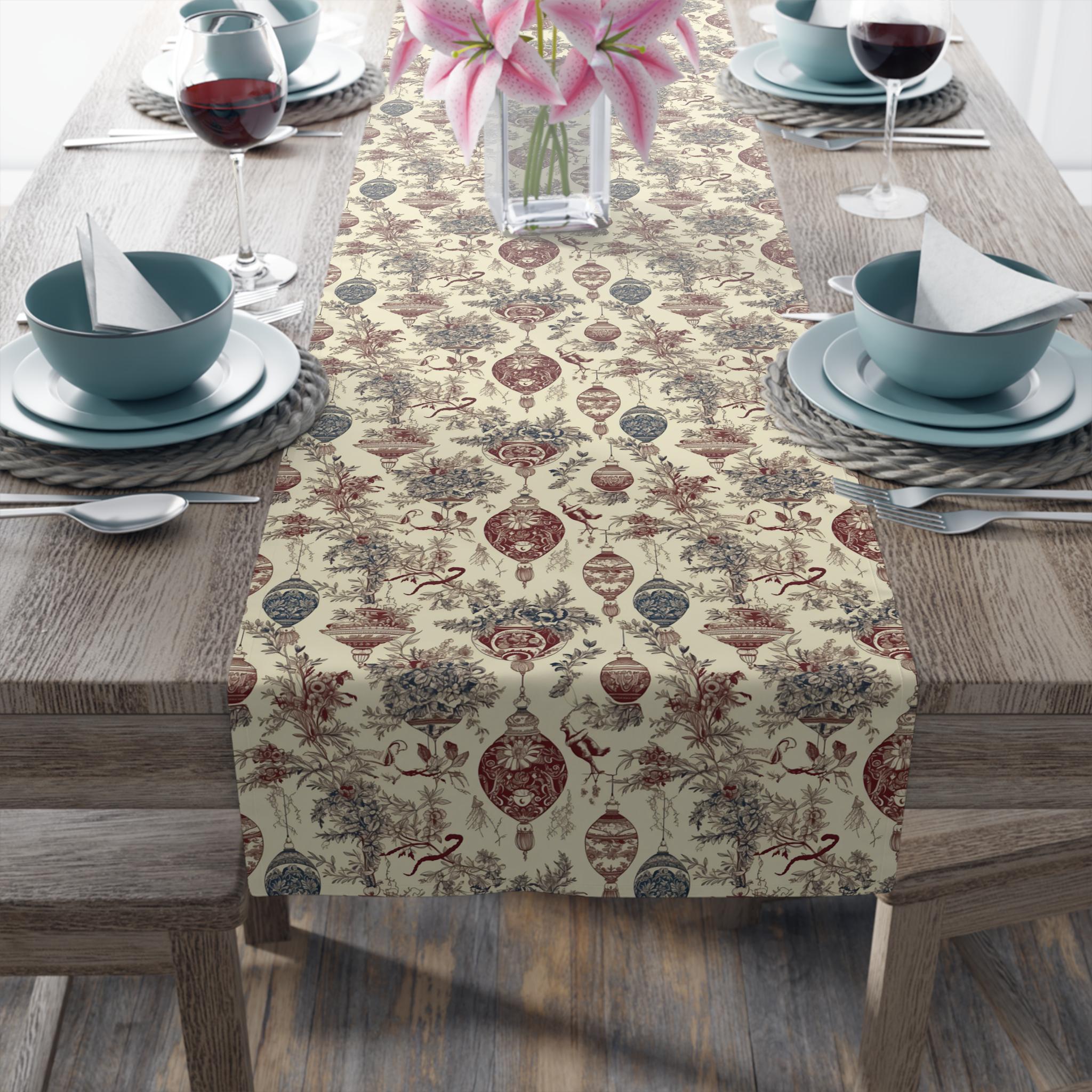 Christmas Toile Table Runner, French Country Holiday Decor - Etsy