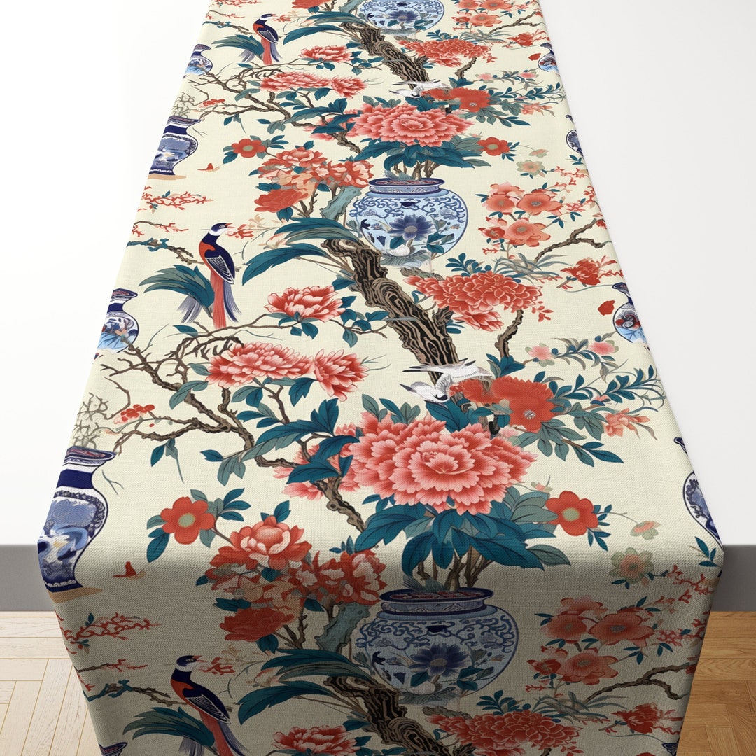 Chinoiserie Table Runner Chinoiserie Decor Chinoiserie Home Decor ...