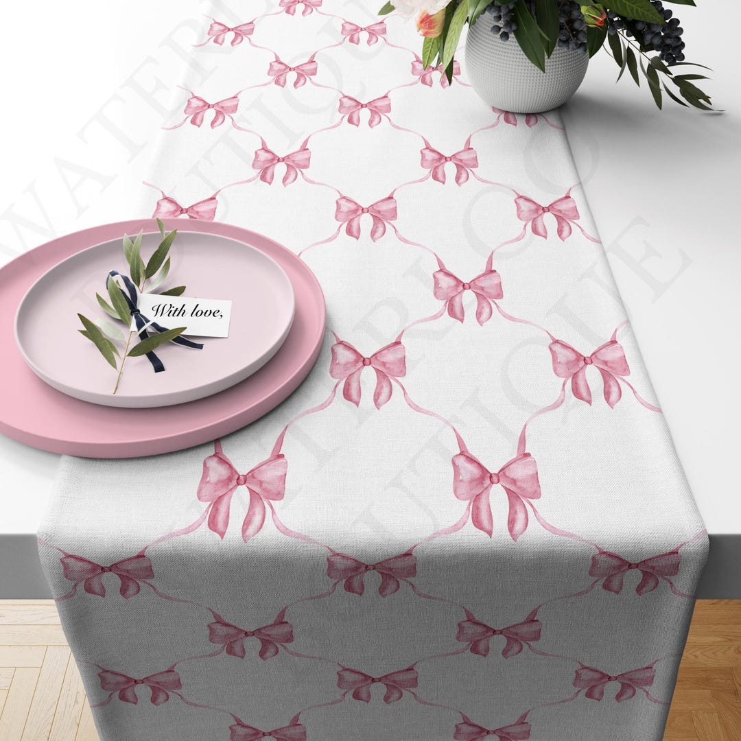 Pink Bow Table Runner, Coquette Party Decor - Etsy