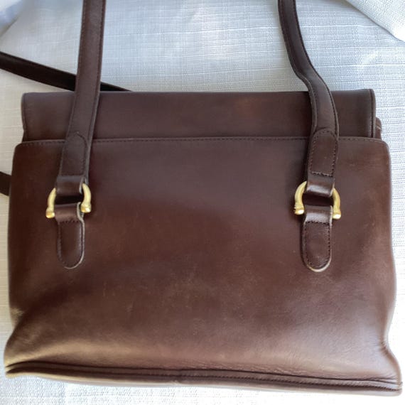 Vintage Coach Equestrian Flap Bag, Mahogany Brown Lea… - Gem