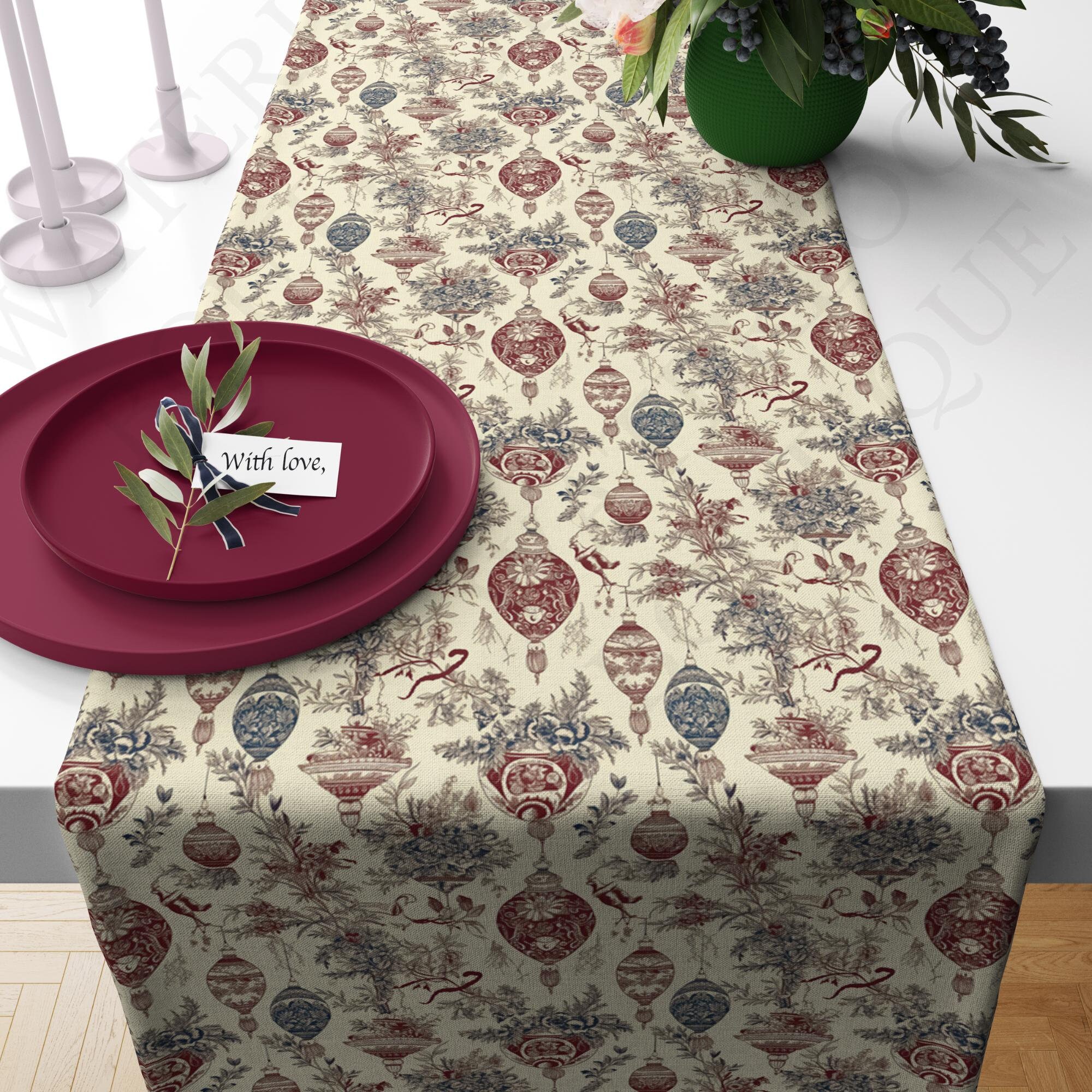 Christmas Toile Table Runner, French Country Holiday Decor - Etsy