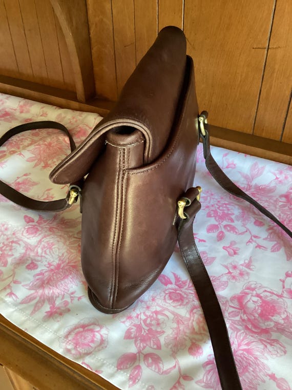 Vintage Coach Equestrian Flap Bag, Mahogany Brown Lea… - Gem
