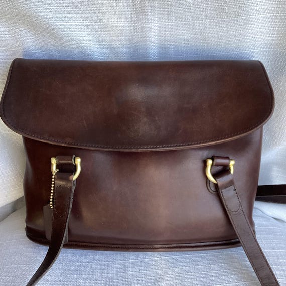 Vintage Coach Equestrian Flap Bag, Mahogany Brown Lea… - Gem