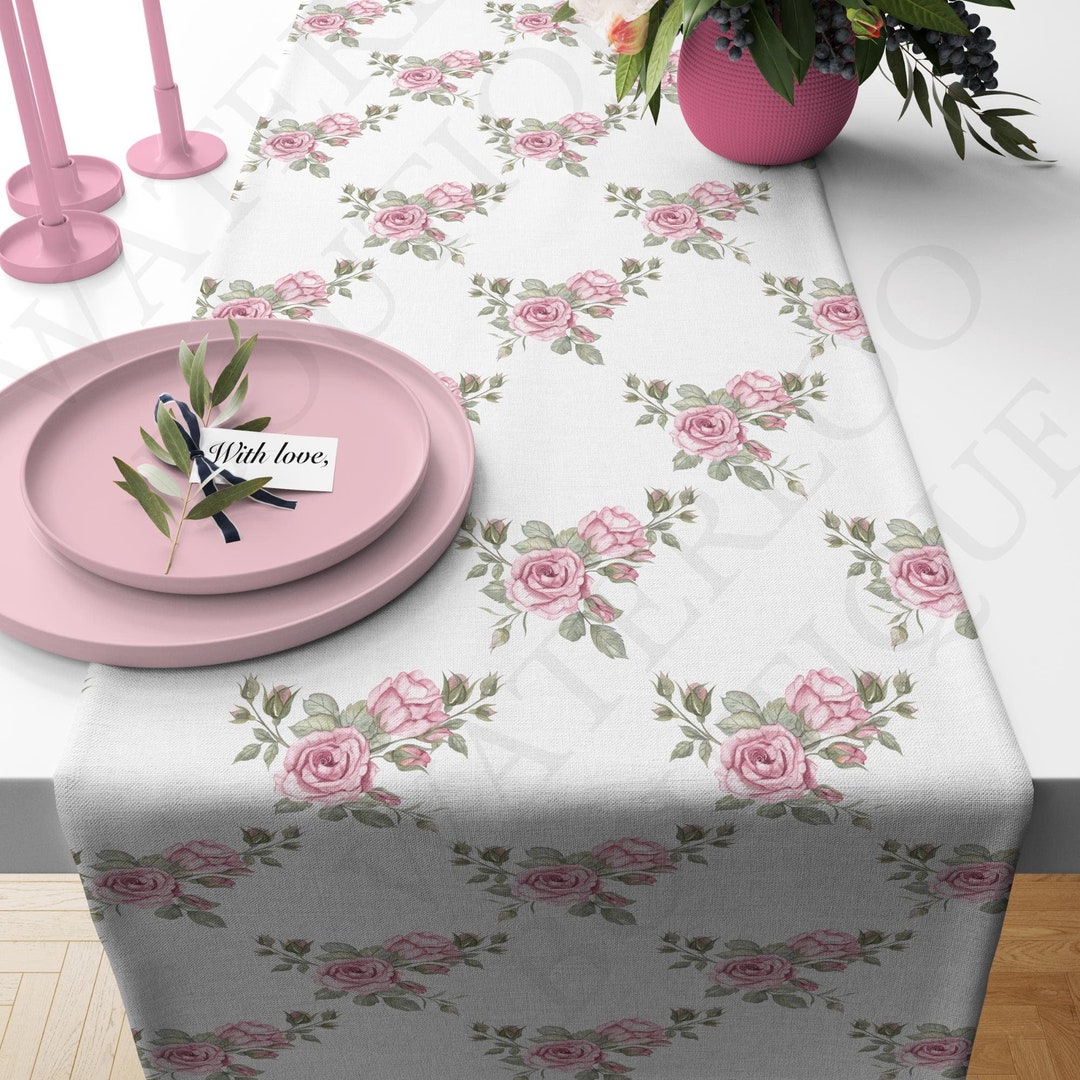 Rose Table Runner Coquette Table Decor Wedding Table Runner Coquette ...