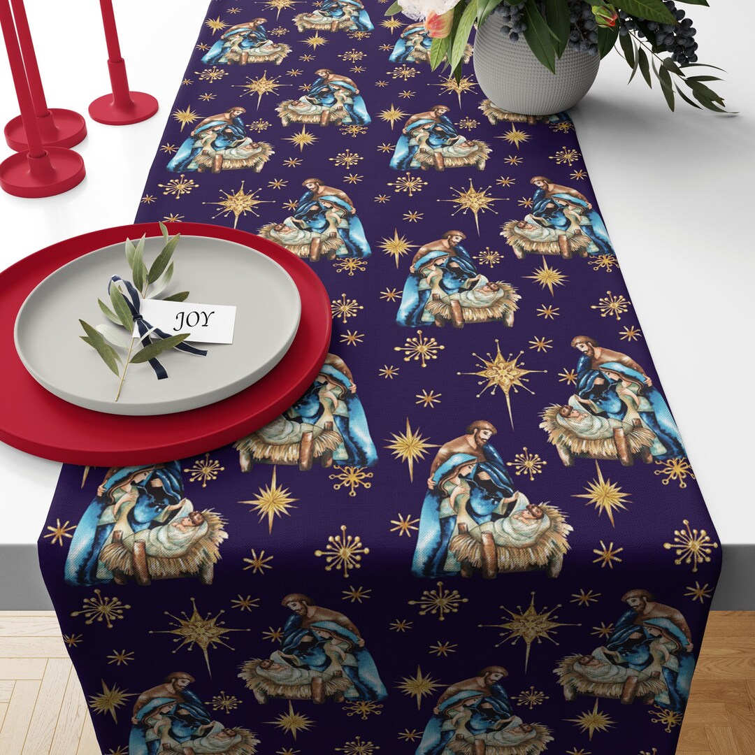 Nativity Table Runner Christmas Table Runner Nativity Decor Holiday ...