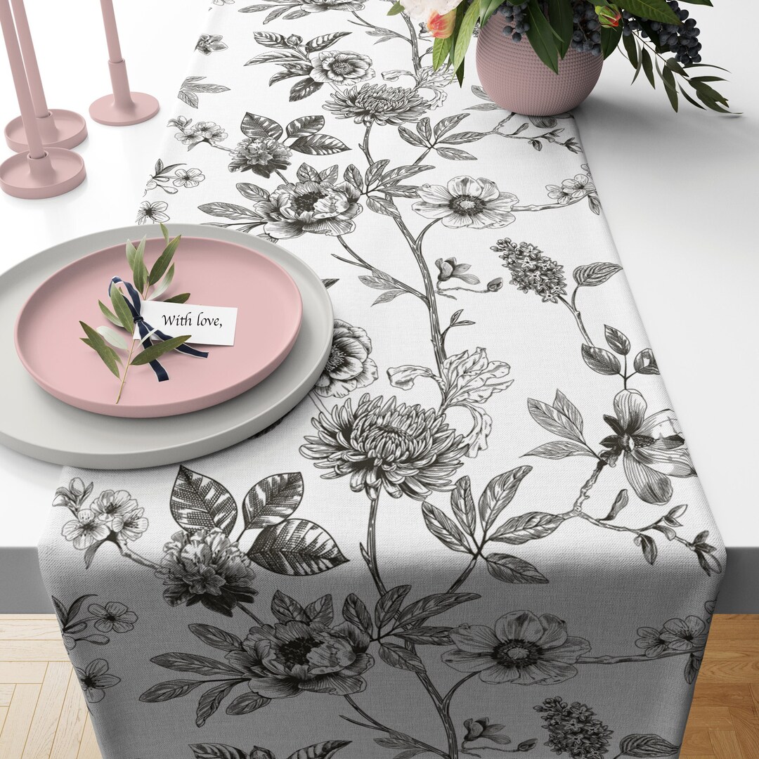 French Toile Countryside Table Runner French Toile Country Table Runner ...