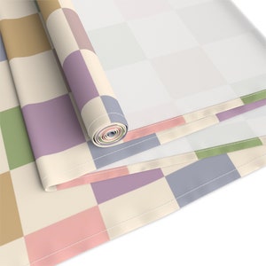 Checkerboard Table Runner Spring Decor Pastel Table Runner Checkerboard ...