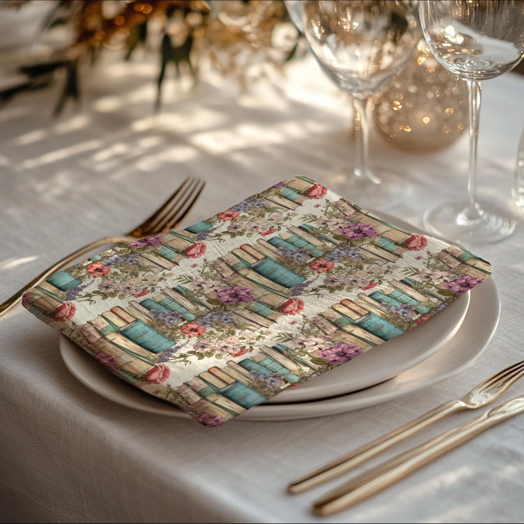 Book Theme Napkins Book Lover Gift Book Themed Wedding Napkins Book ...