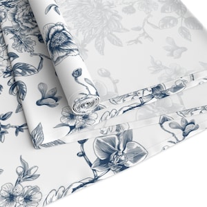 Blue Floral Toile Table Runner, French Country Cottage Decor - Etsy
