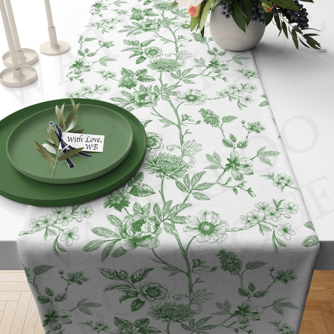 French Toile Countryside Table Runner French Toile Country Table Runner ...