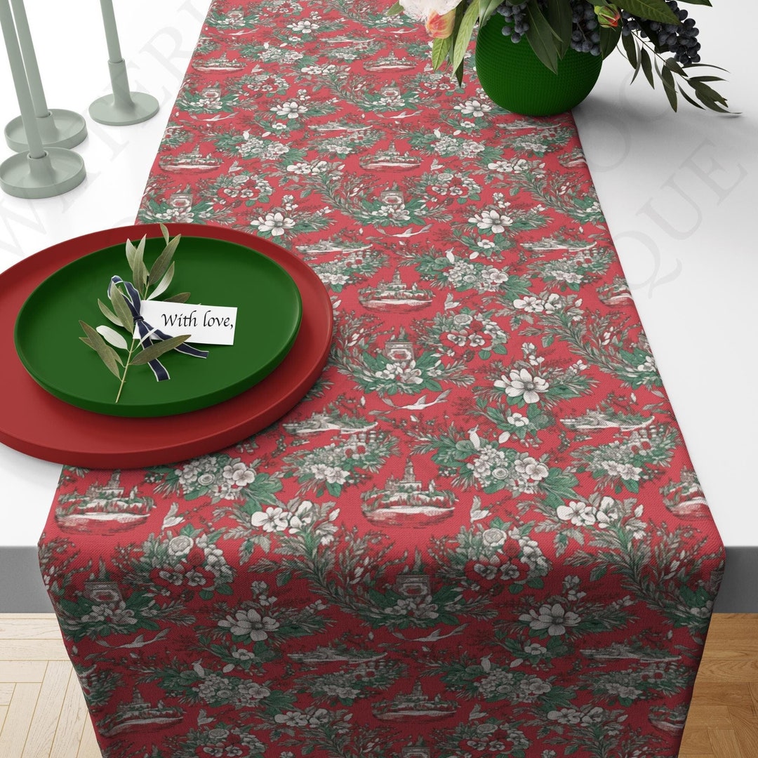 Toile Christmas Table Runner Toile Table Runner Christmas Table Runner ...