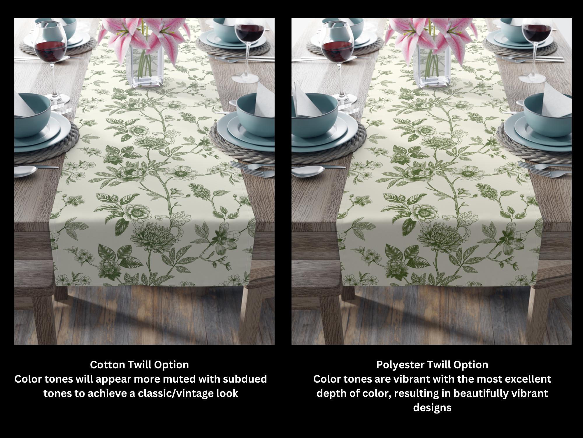 Green Floral Toile Table Runner, French Country Cottage Decor - Etsy