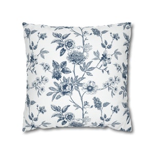 Blue White Toile Pillow Cover Blue White Toile Pillowcase Toile Throw ...