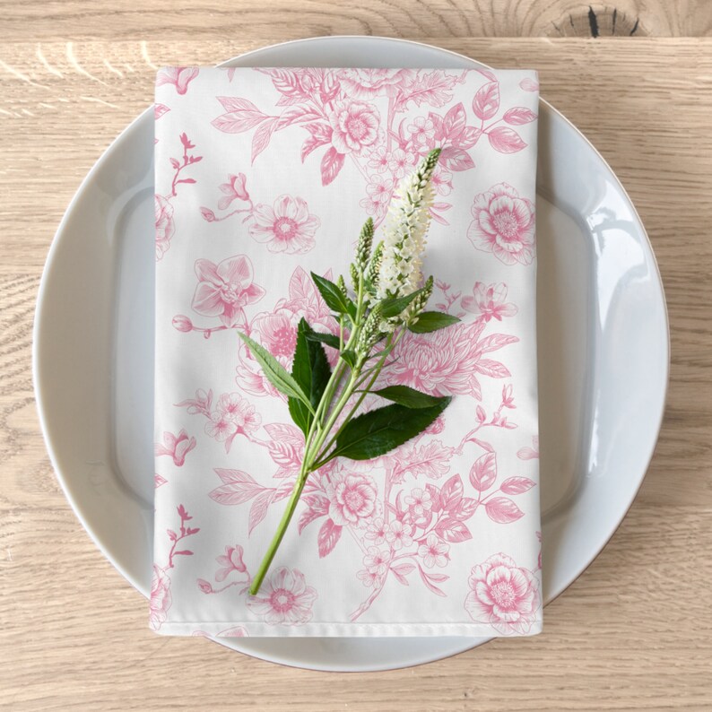 Pink French Toile Countryside Napkins French Toile Country Napkins ...