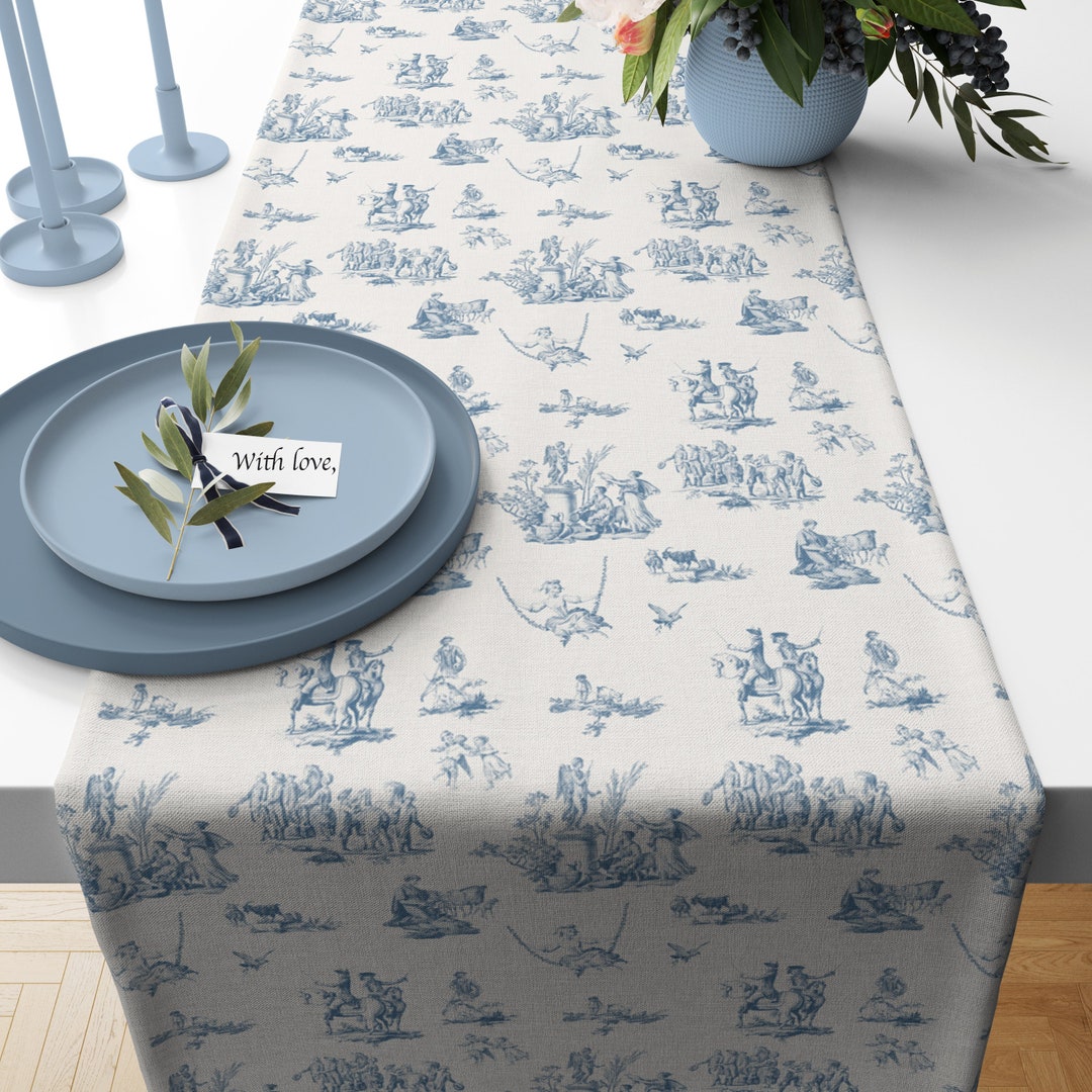 Toile Table Runner French Toile Table Runner Country French Toile ...
